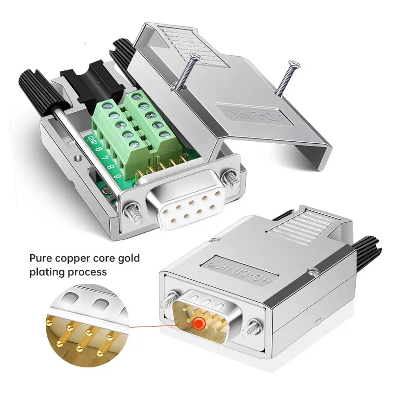 1pc-Connector-DB9-Solder-free-Metal-Shell-9-pin-RS232-COM-Serial-Port ...