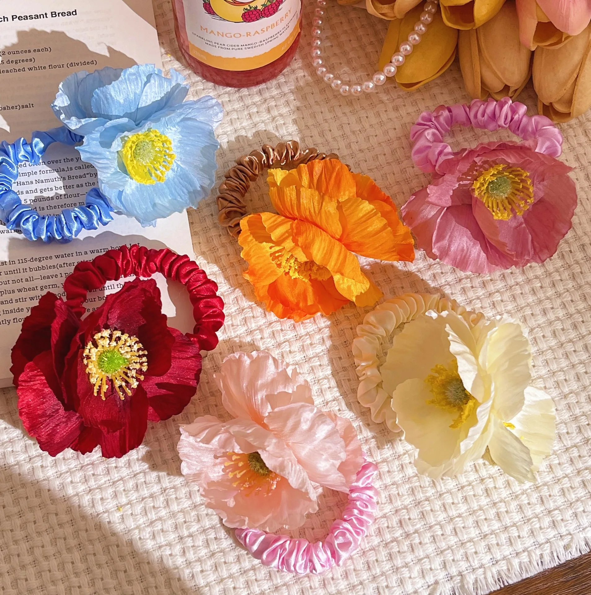 Bohemia Simulated Corn Poppy Rubber Band Hawaiian Flower Ponytail Hair ...