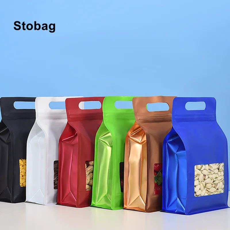StoBag-50pcs-Food-Packaging-Ziplock-Bags-Sealed-Stand-Up-Frosted-with-Handle-Window-for-Candy ...
