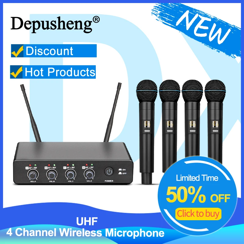 Professional-UHF-Wireless-Microphone-System-Depusheng-R4-4-Channel ...