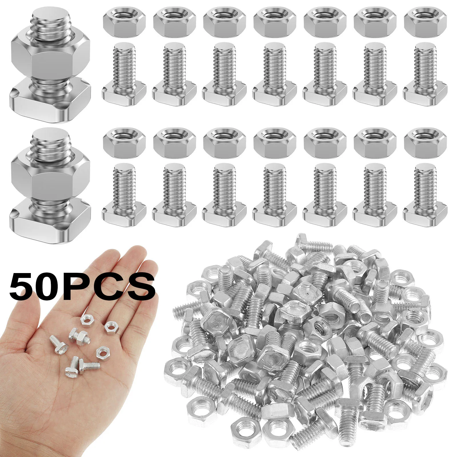 50pcs Greenhouse Repair Kit Aluminium Silver Color Nut Bolt Set ...