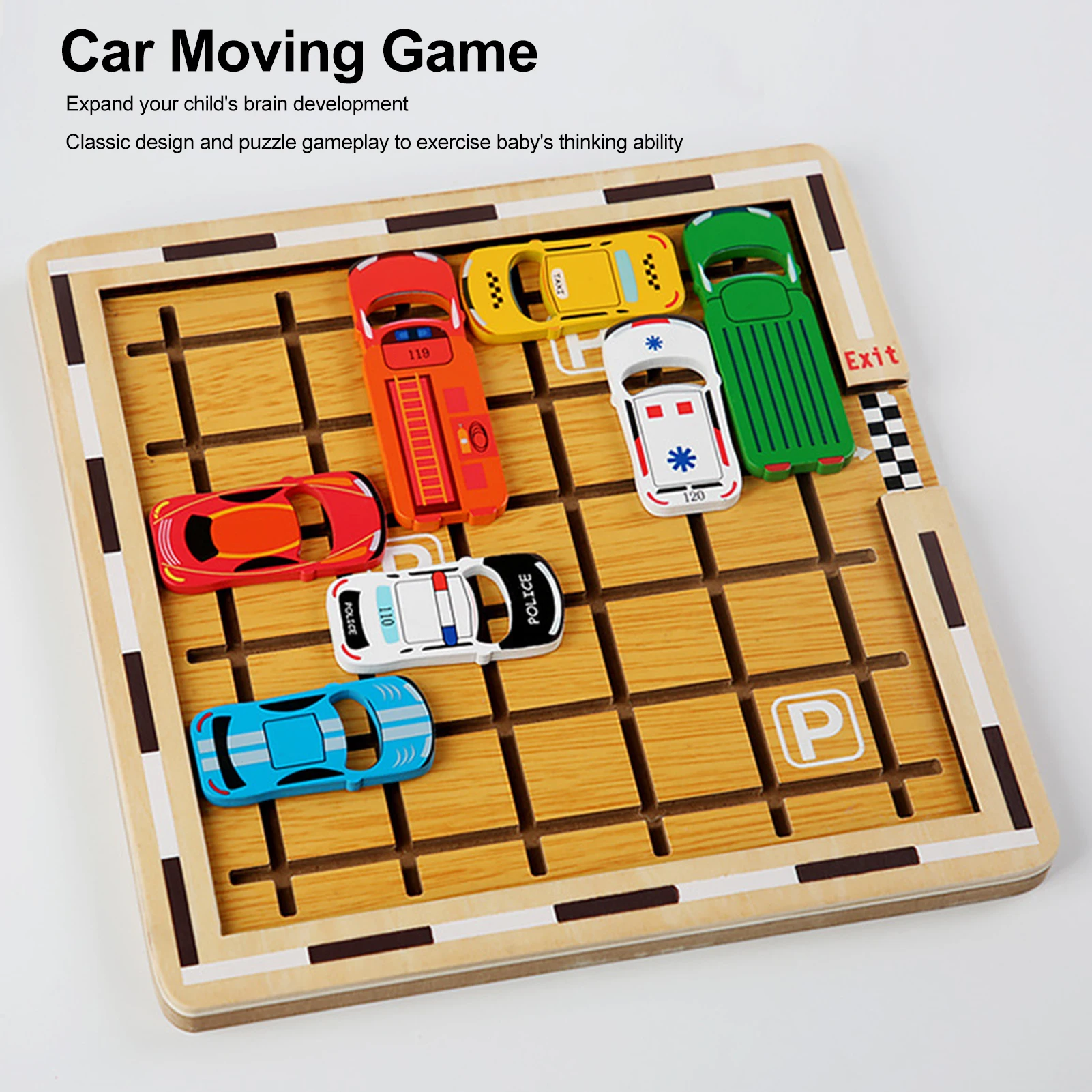 New Wooden Puzzles Game Toy Kids Toys Car Model Maze Parking Lot ...