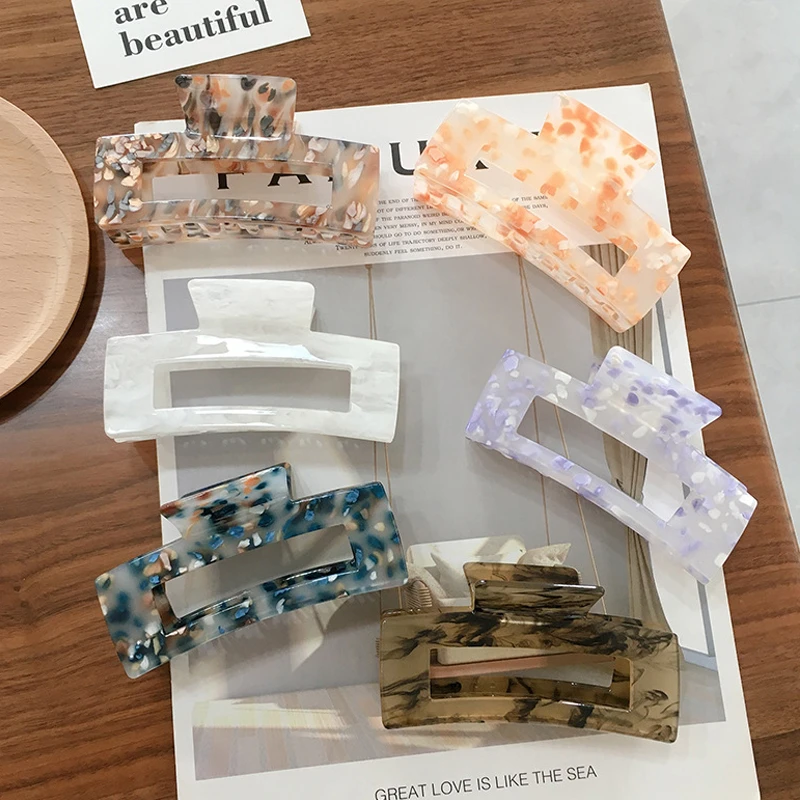 Korean Style Women Hair Claws Elegant Acrylic Hairpin Leopard Print ...