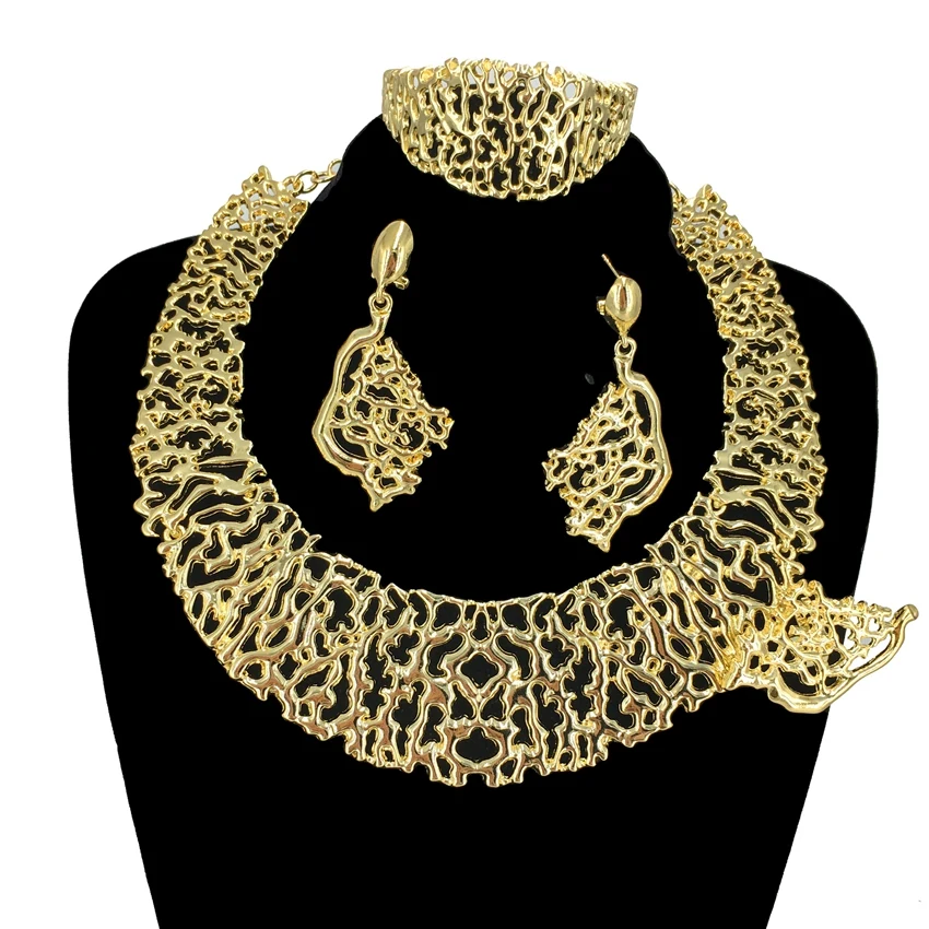 Big Necklace Jewellery 24k Gold Plated Latest Brazilian Italian Women ...