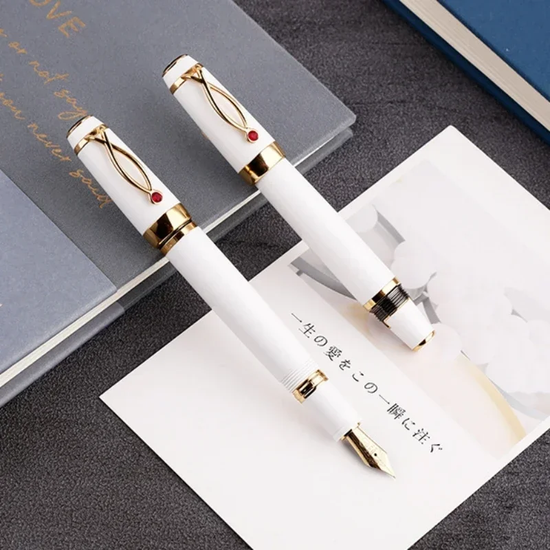 Majohn-X1-Resin-Fountain-Pen-Retractable-White-Black-Ink-Pen-Iridium-0 ...