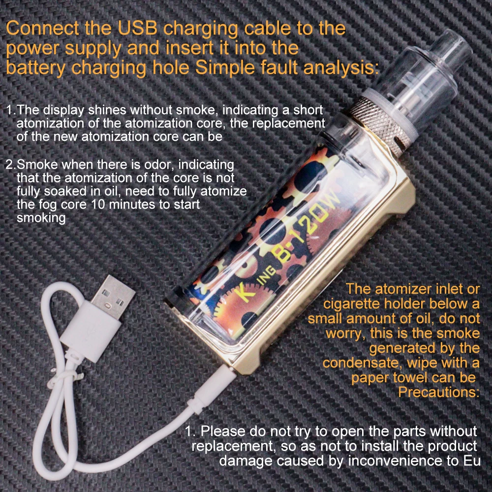 Electronic Vape 120W Box Mod Kits Built-in 2200mah Battery Adjustable ...