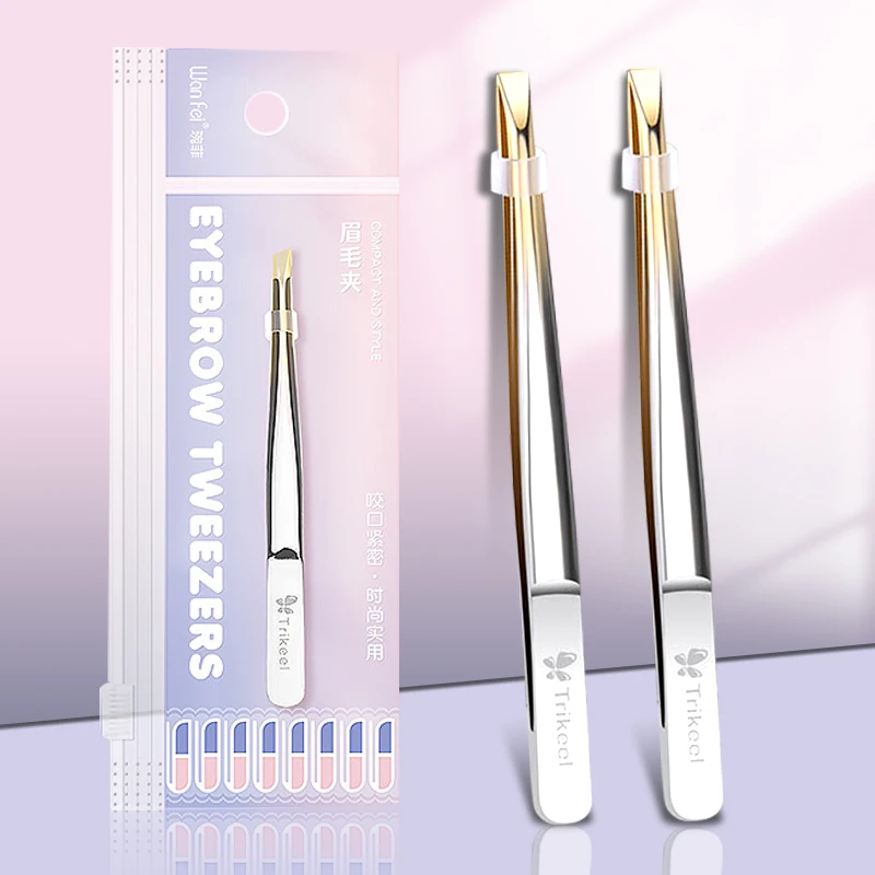 1PC-Eyebrow-Tweezer-Stainless-Steel-Slant-Tip-Eyes-Tweezer-Clip-For ...