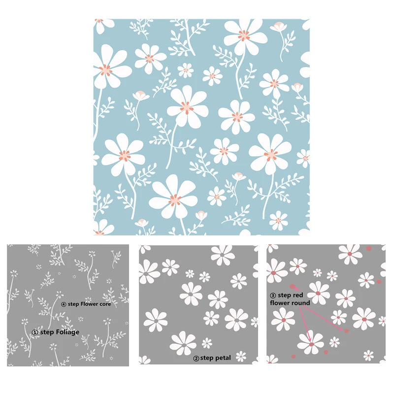 New 2022 Stencil 3 In 1 Flowers Leaf Template Set Background Frame Card ...