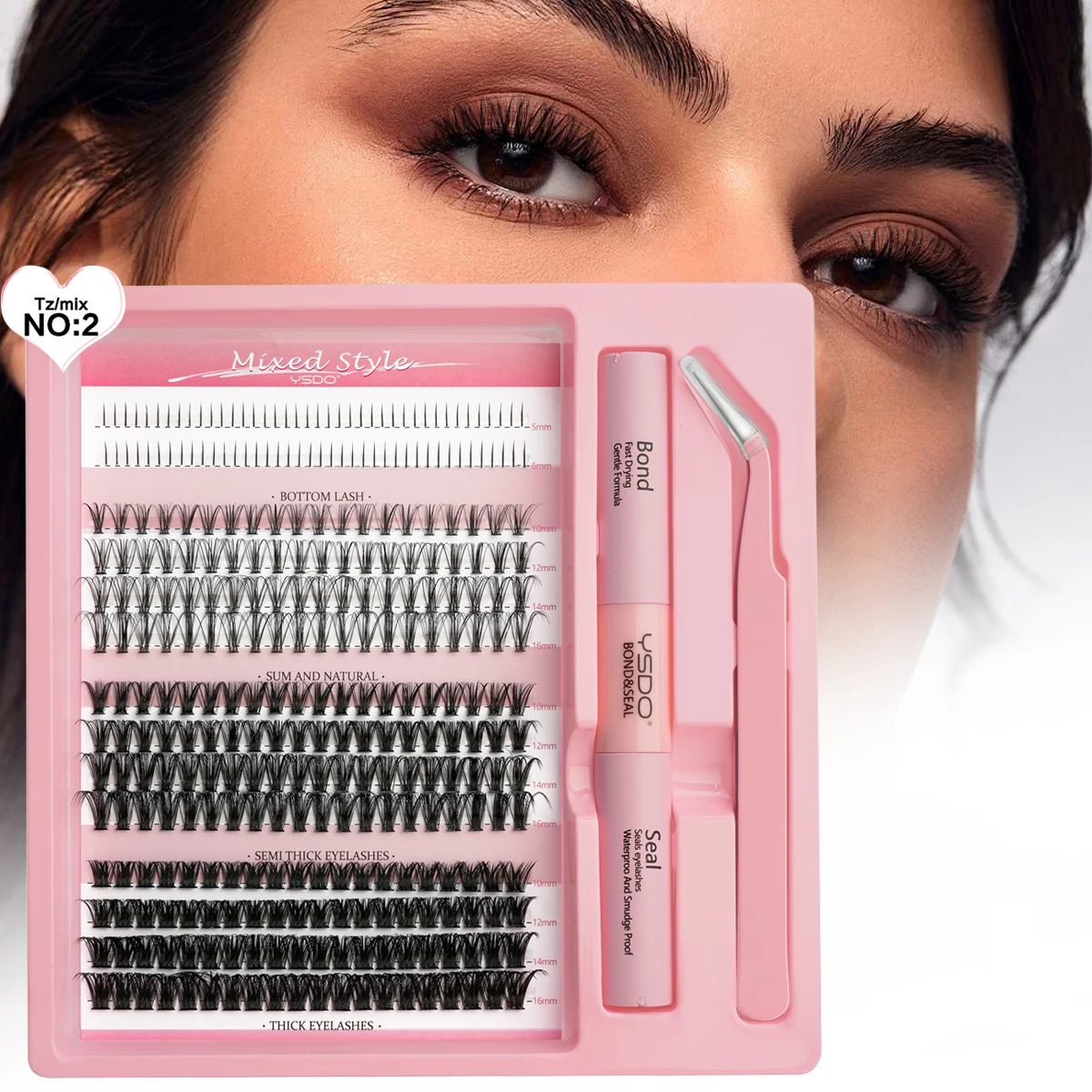 14 Rows Individual Lashes Set Thick and Natural Long DIY Extension ...