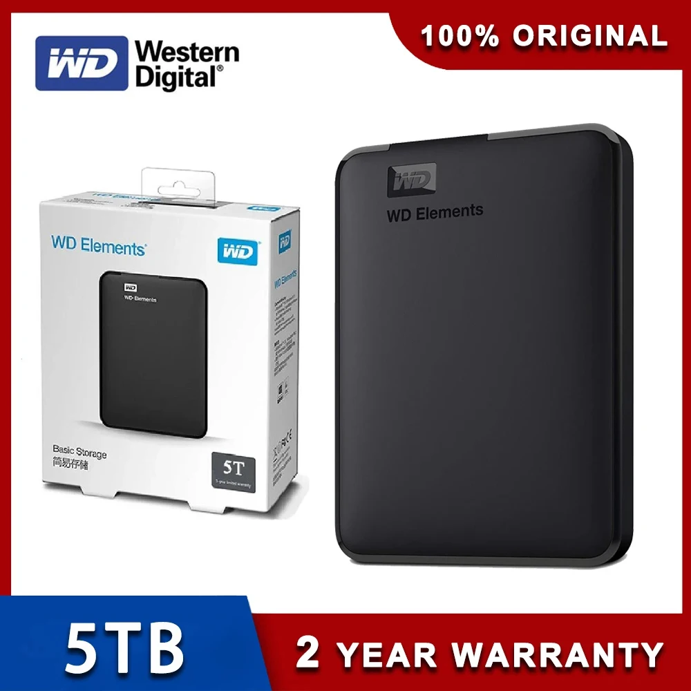 Western-Digital-Elements-Portable-External-Hard-Drive-WD-5TB-HDD-USB-3 ...