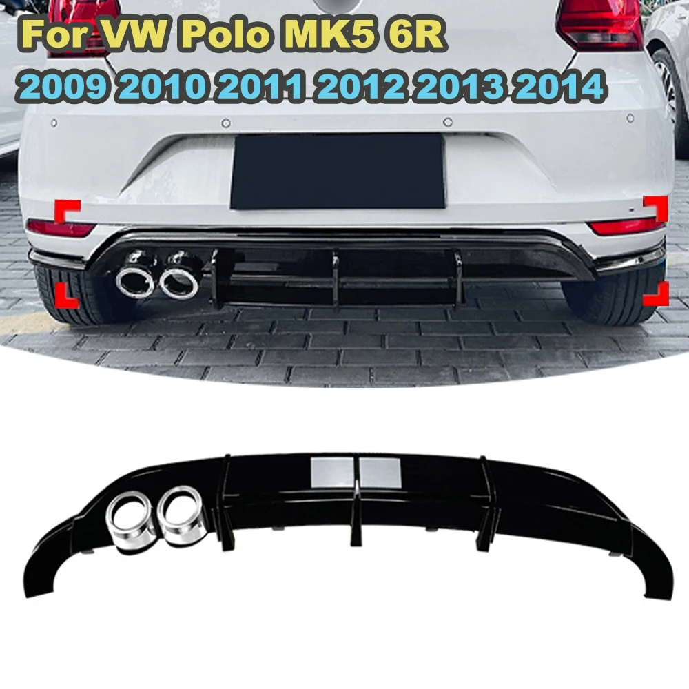 For-VW-Polo-MK5-6R-2009-2014-Gloss-Black-Rear-Bumper-Lip-Diffuser ...