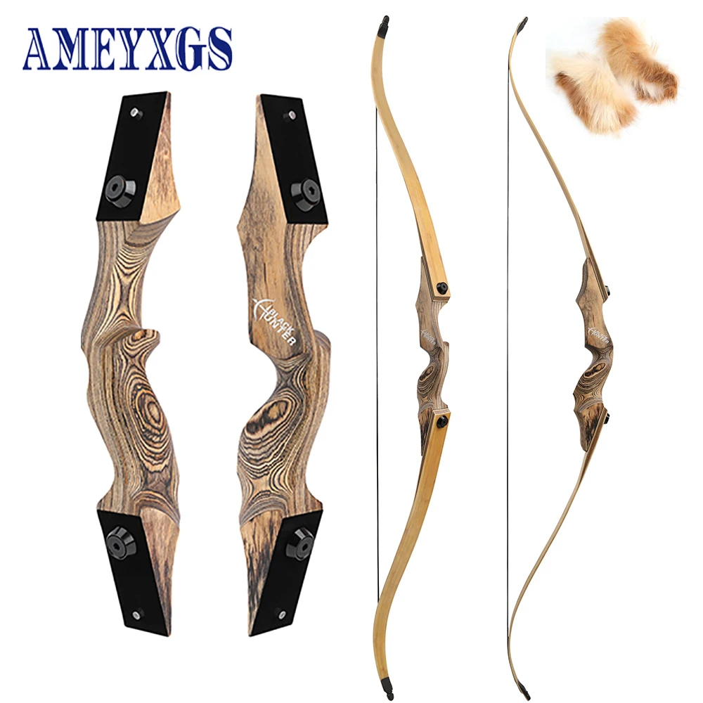 BLACK-HUNTER-60-Recurve-Bow-25-60lbs-Right-Left-Hand-Bow-Tech-Wood ...
