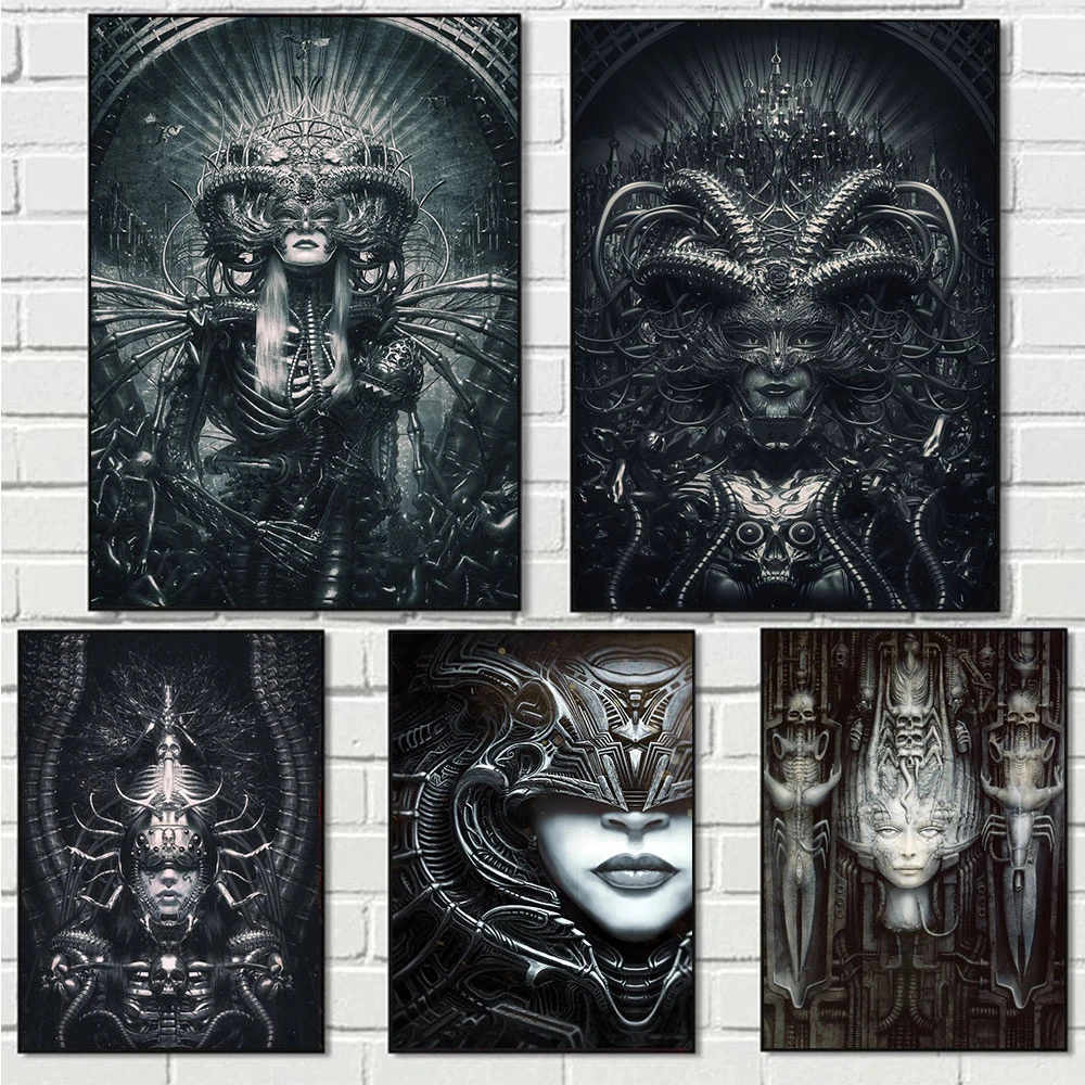 Alien אימה Hr Giger Li השני מופשט פוסטרים הדפסת בד ציור קיר אמנות תמונה ...