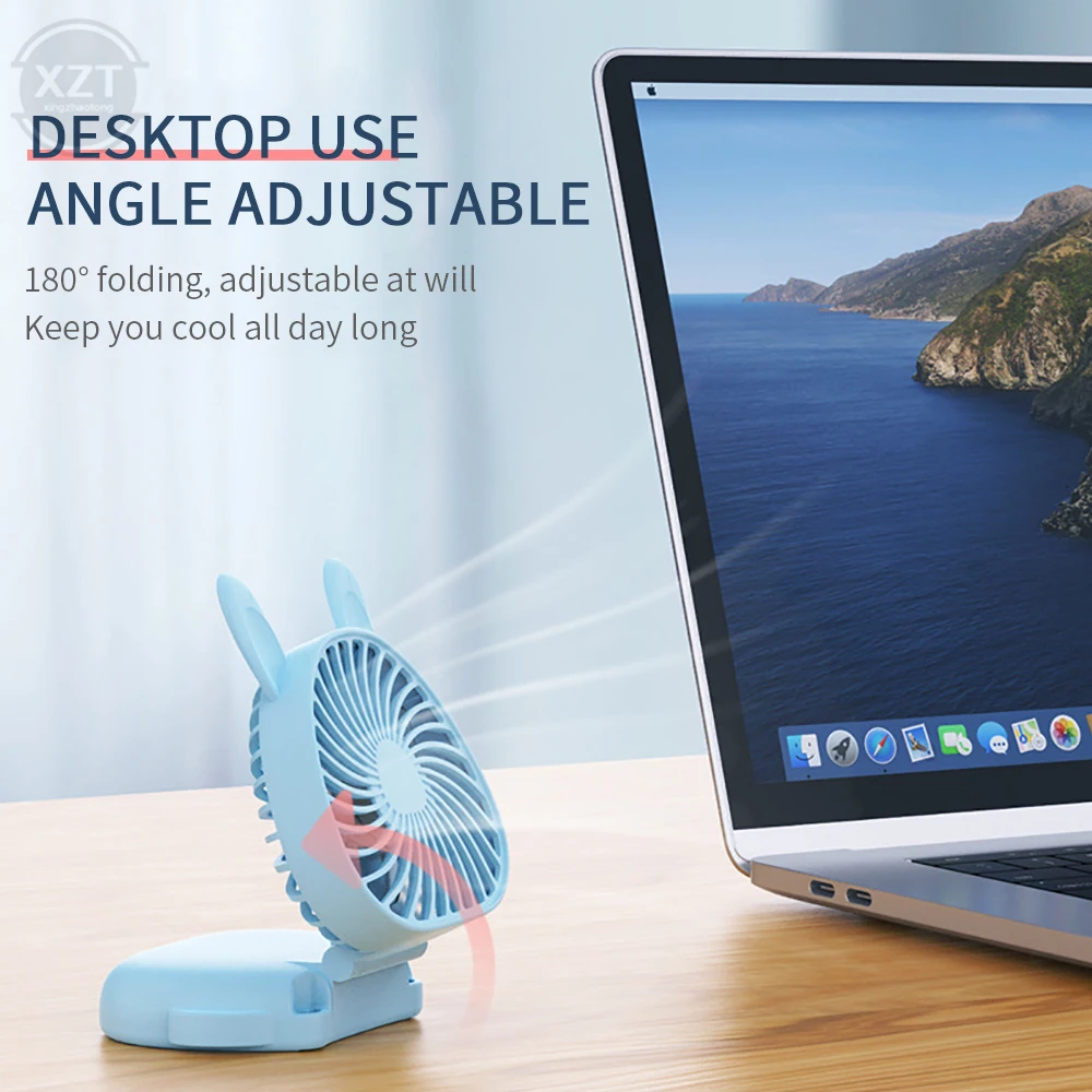 NEW-USB-Rechargeble-Hanging-Neck-Fan-Folding-Mini-Portable-Small-Fans ...