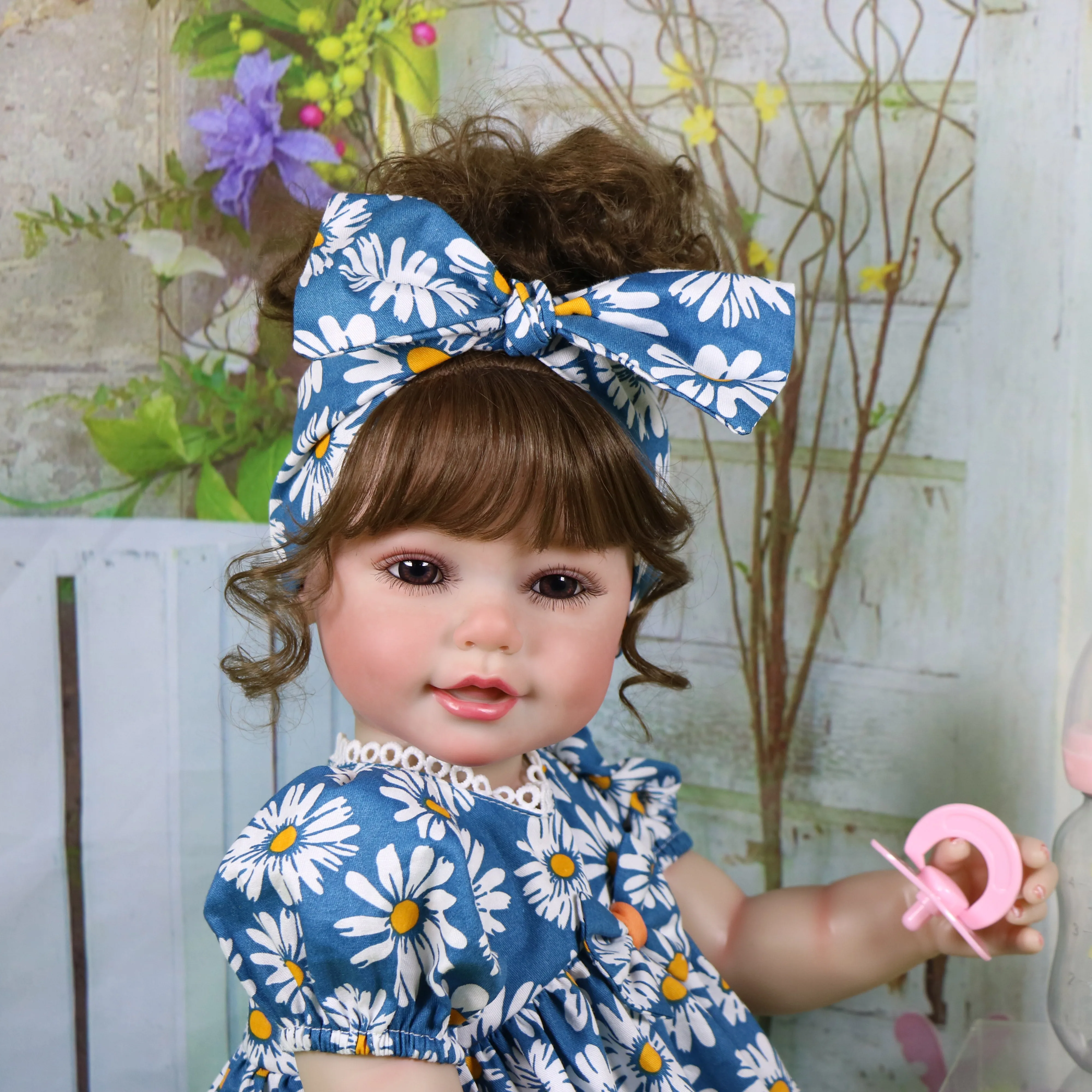 Realistic-Reborn-Toddler-Doll-22-inch-doll-Brown-Rooted-hair-Brown-eyes ...