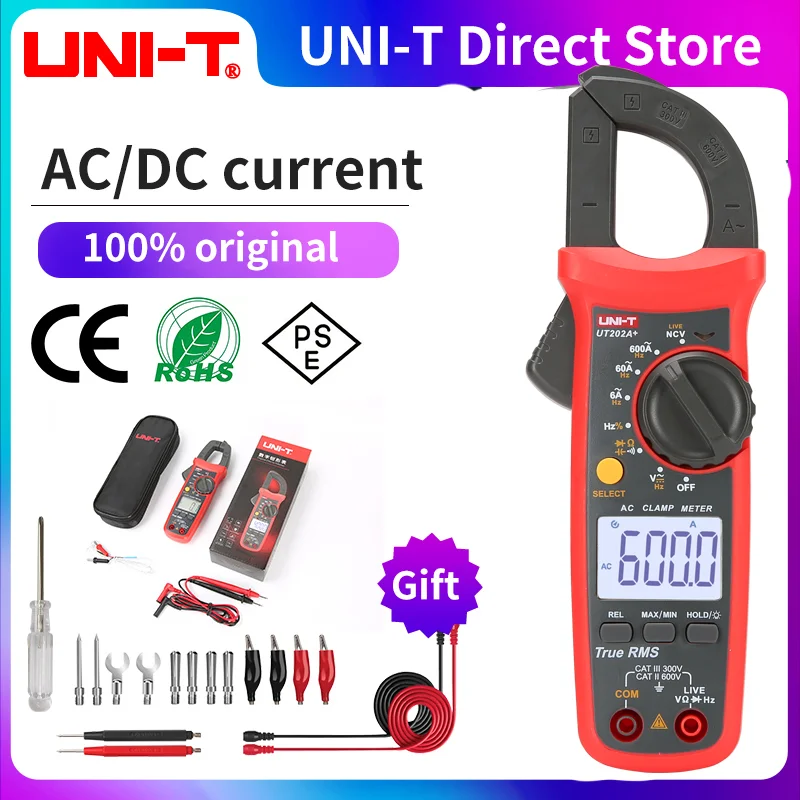 UNI-T-UNI-T-UT202A-UT204-Digital-AC-DC-Voltage-Clamp-Meter-Multimeter ...
