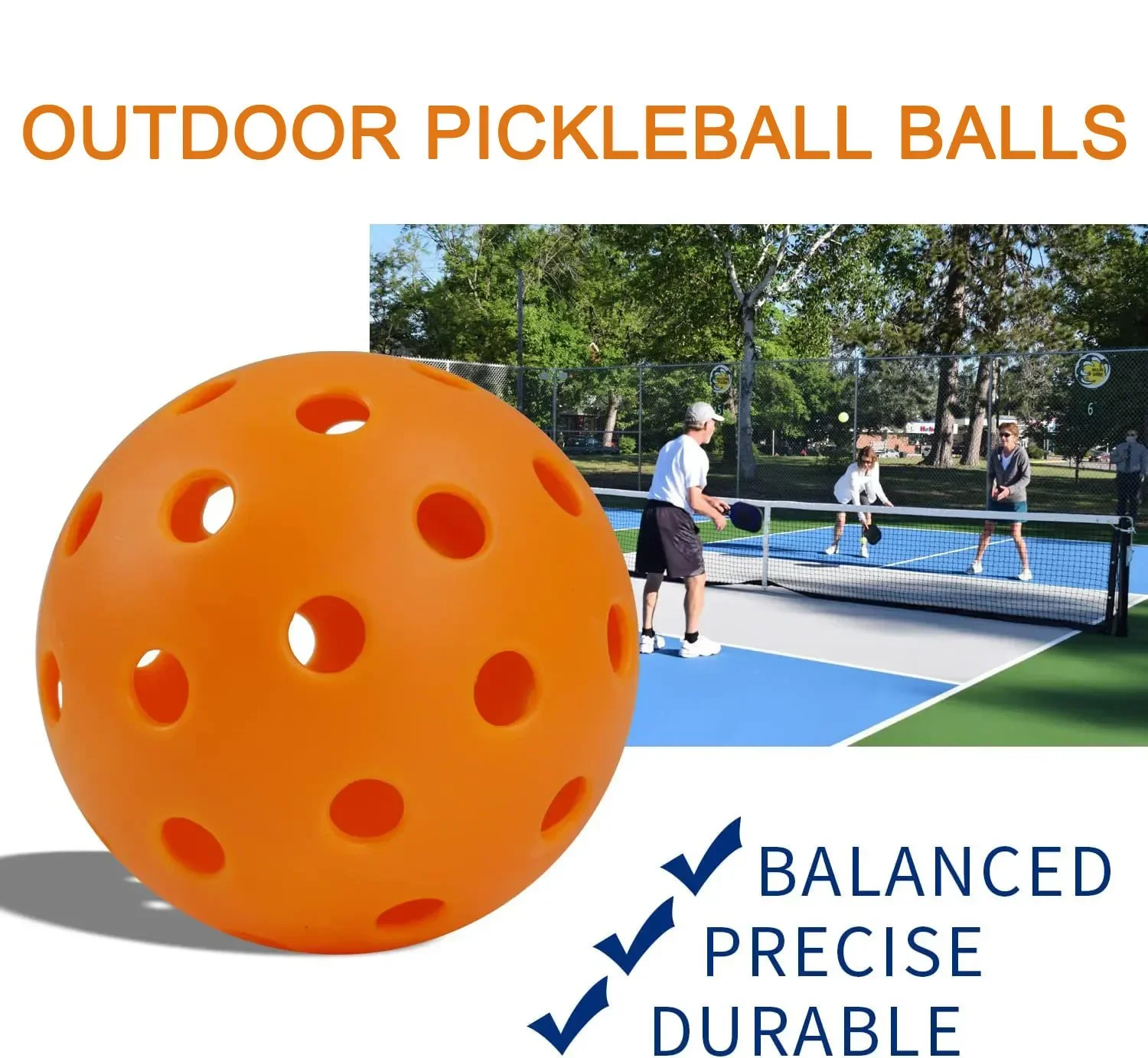 Pickleball-74MM-Durable-26-Holes-Outdoor-6Pcs-Pickleballs-22g-Outdoor ...