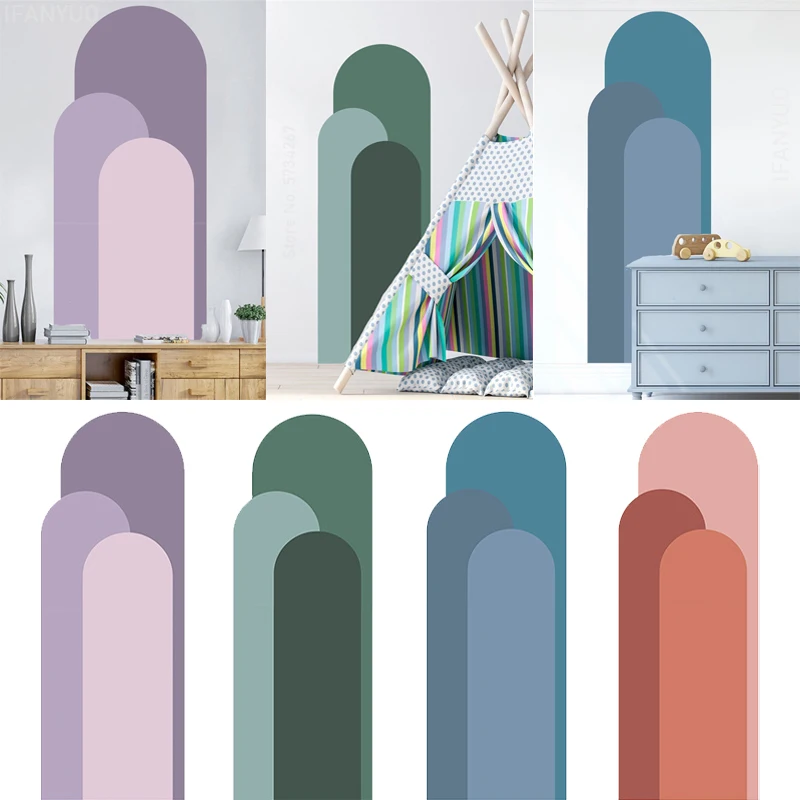 Arch-Wall-Stickers-Purple-Green-Blue-Boho-Morandi-Color-Geometric ...