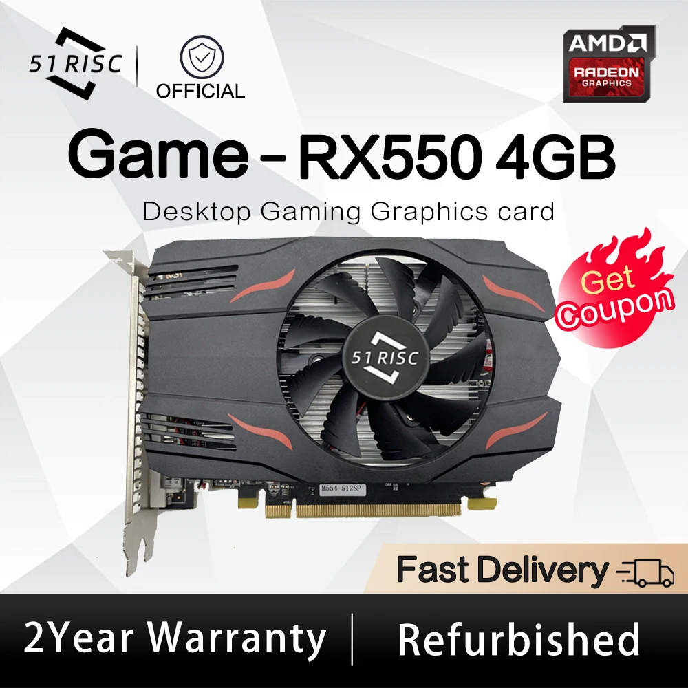 51 51RISC RX550 4GB Video kartları GPU GPU GDDR5 grafik kartları bilgisayar masaüstü bilgisayar ...