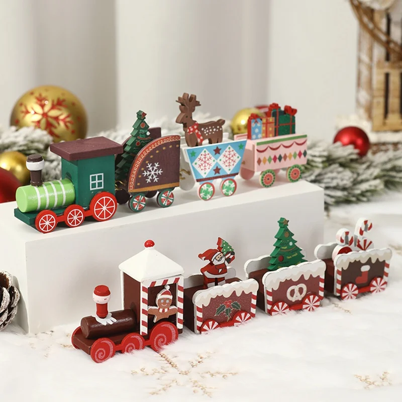 Christmas-Train-Ornaments-Christmas-Party-Decoration-Wooden-Small-Train ...