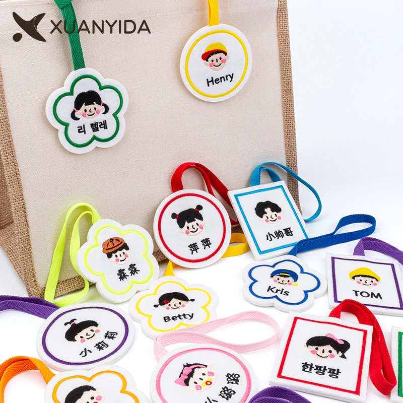kids-name-tag-custom-embroidery-keyring-School-bag-Tags-Custom-Handmade ...