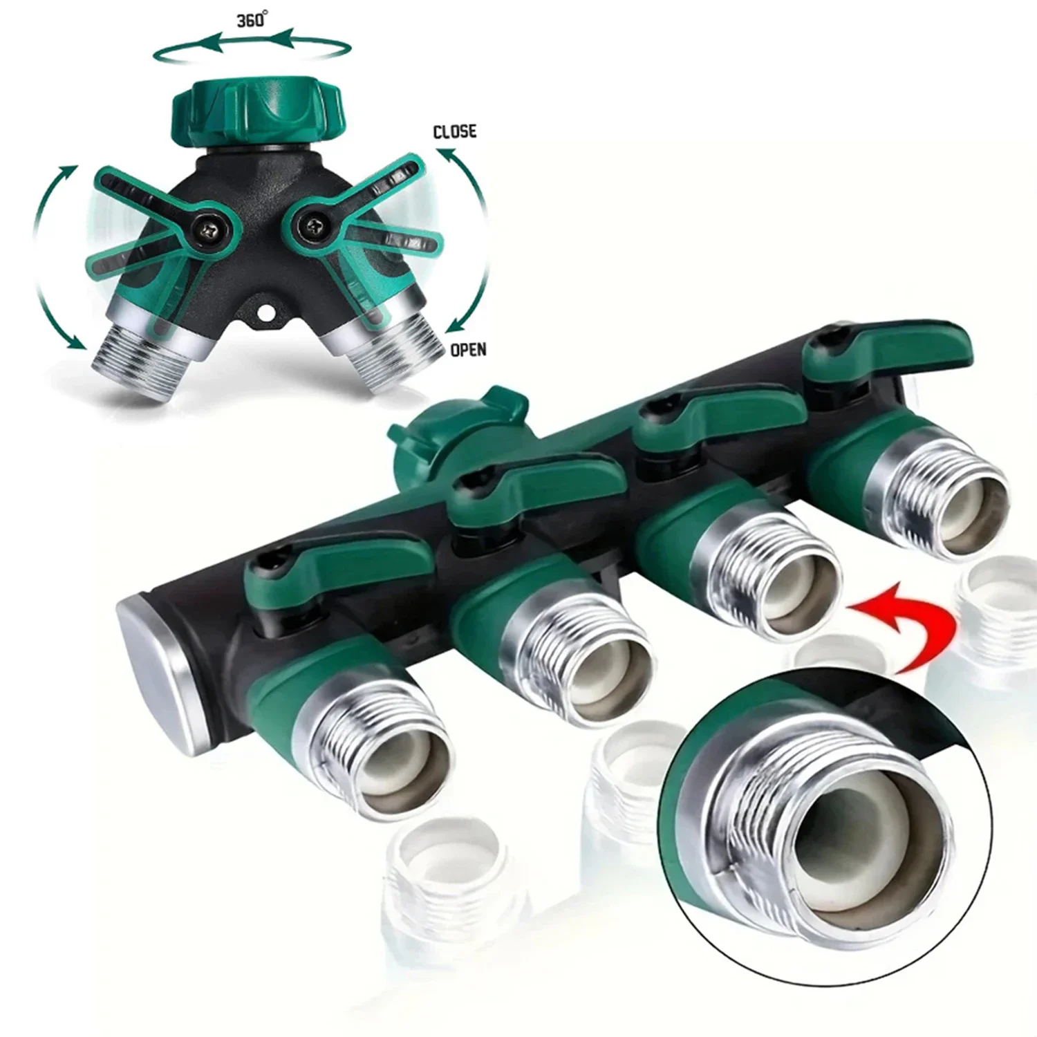 3-4-Water-Splitter-2-4-Way-Garden-Y-Hose-Connector-Metal-Body-Hose ...