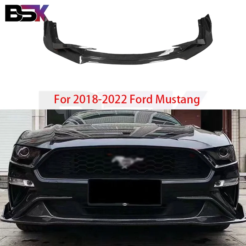 Carbon Fibre Front Lip for 2018-2022 Ford Mustang with Angled Front ...