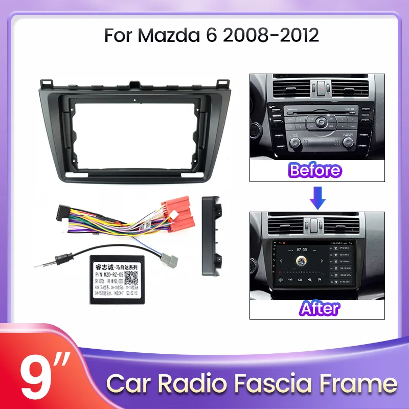 9-Inch-Car-Radio-For-MAZDA-6-2008-2012-Fascia-Panel-Dash-Kit-Install ...