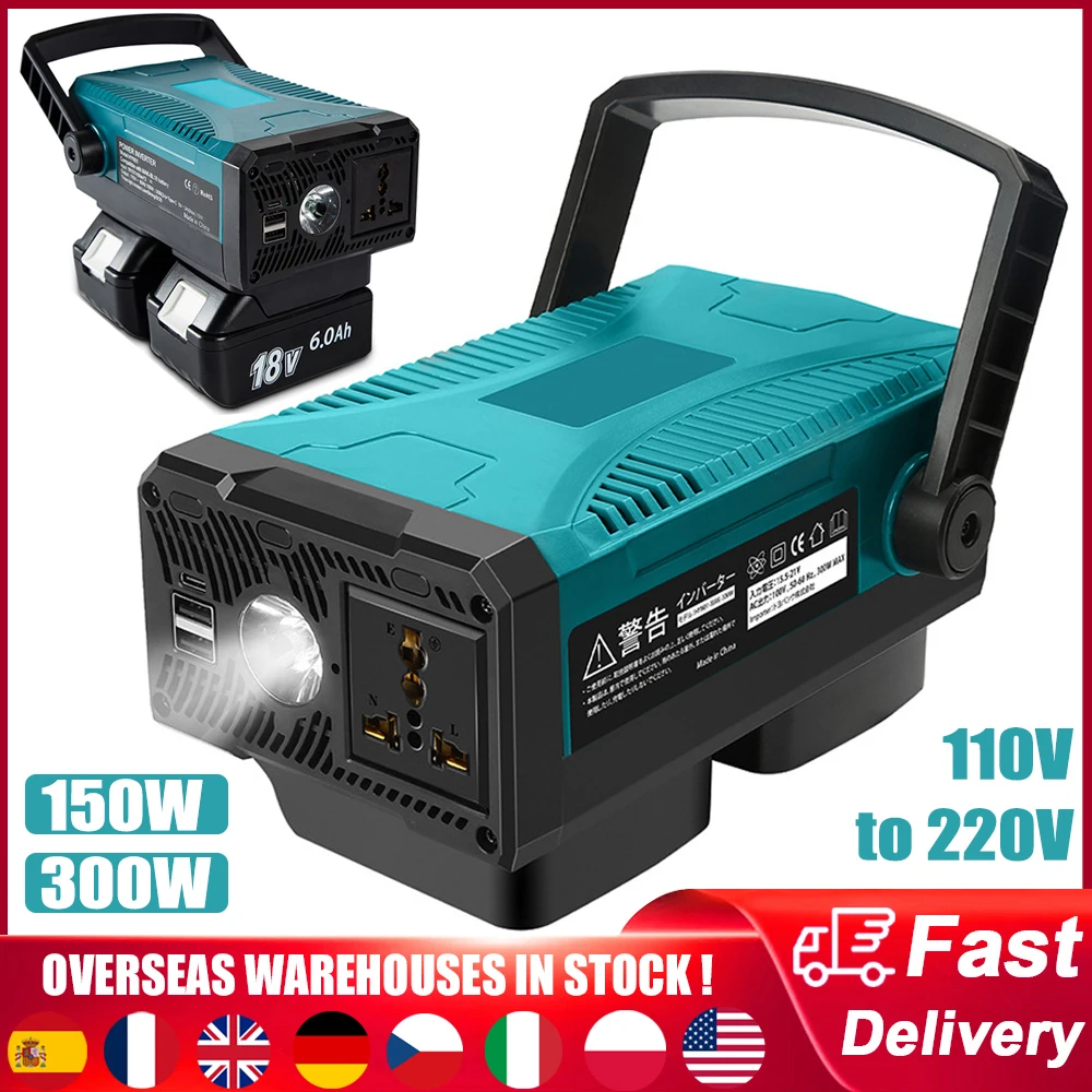 Portable-Battery-Inverter-300W-DC-18V-20V-to-AC-110V-Electric-Tools ...