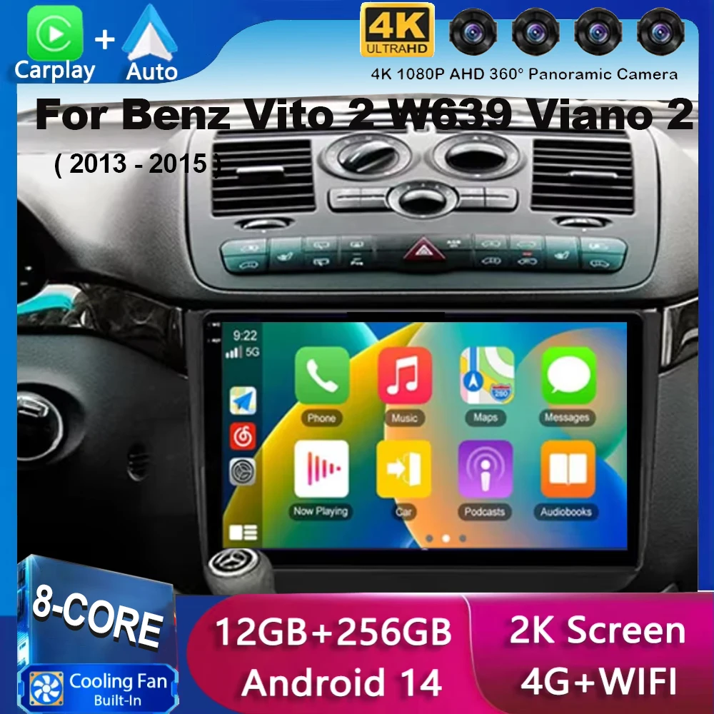 Android 14 Auto Carplay para mercedes-benz Vito 2 W639 Viano 2 2003 ...