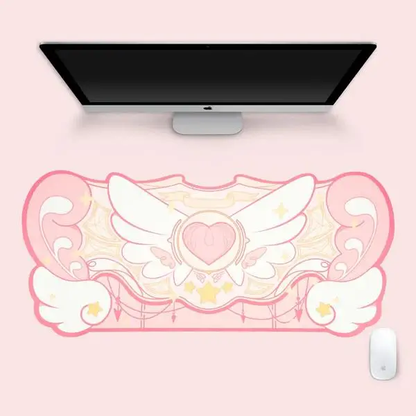Pink SAKURA HEART Mouse Pad Non Slip Dark Star Wings Mouse Mats XXL ...