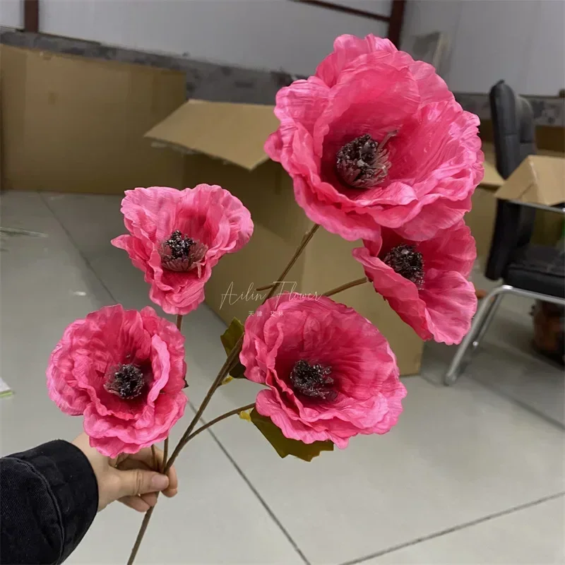 Simulation 5 Poppies High Branch Poppy Bouquet Artificial Artificial ...