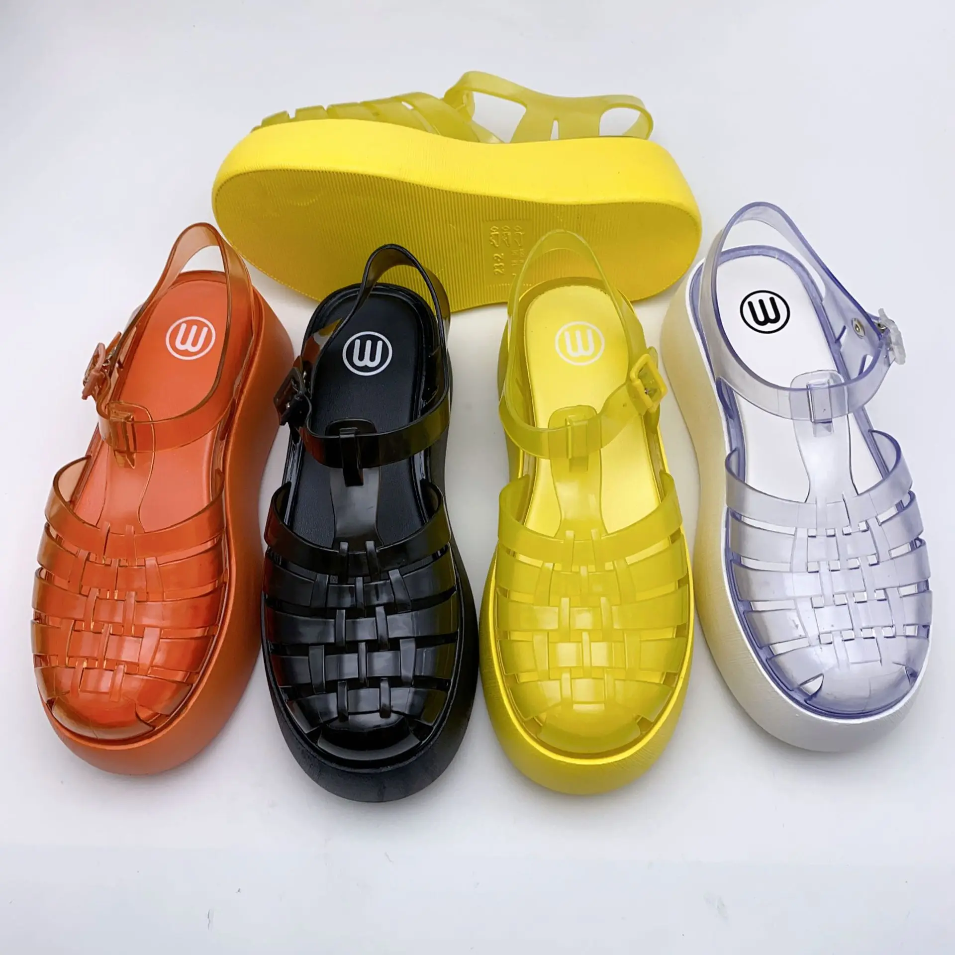 Fashionable-PVC-Thick-Heeled-Women-s-Sandals-with-Hollowed-Out ...