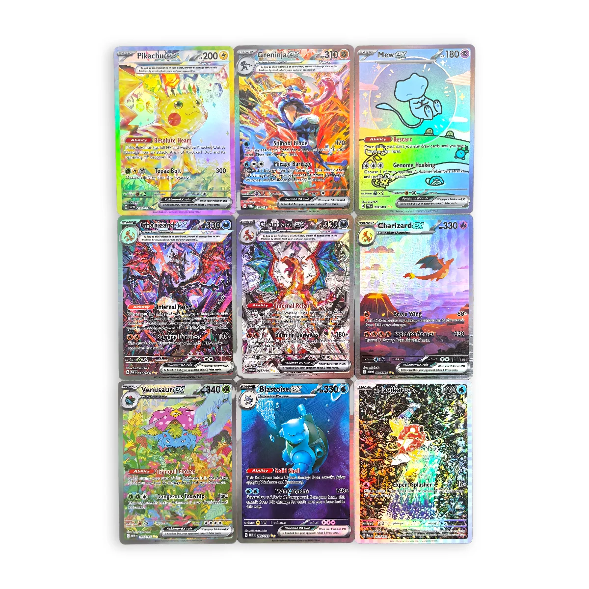 9PCS PTCG Pokemon English Card Pikachu Mew Charizard Magikarp EX Toys ...
