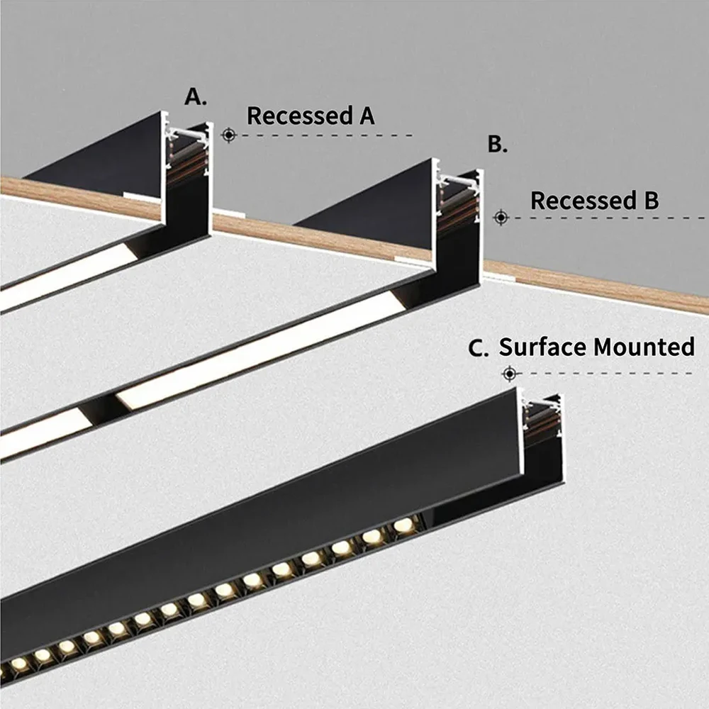 2 Meters Magnetic Track Magnet Rail 2m Recessed Linear Magnetic Track ...