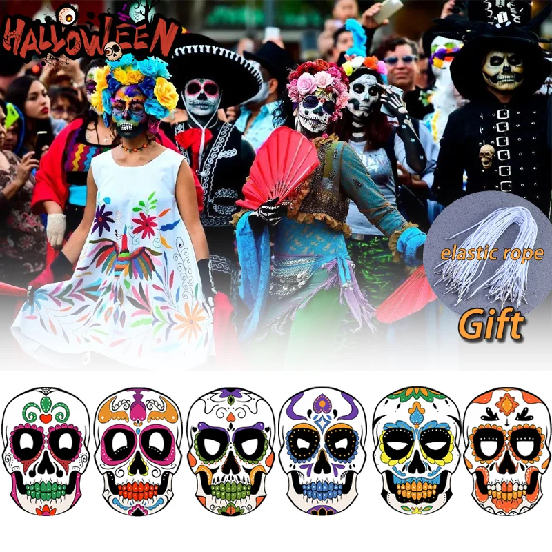 Colorful Paper Skull Face Masks for Spanish-Speaking Celebrations: A ...