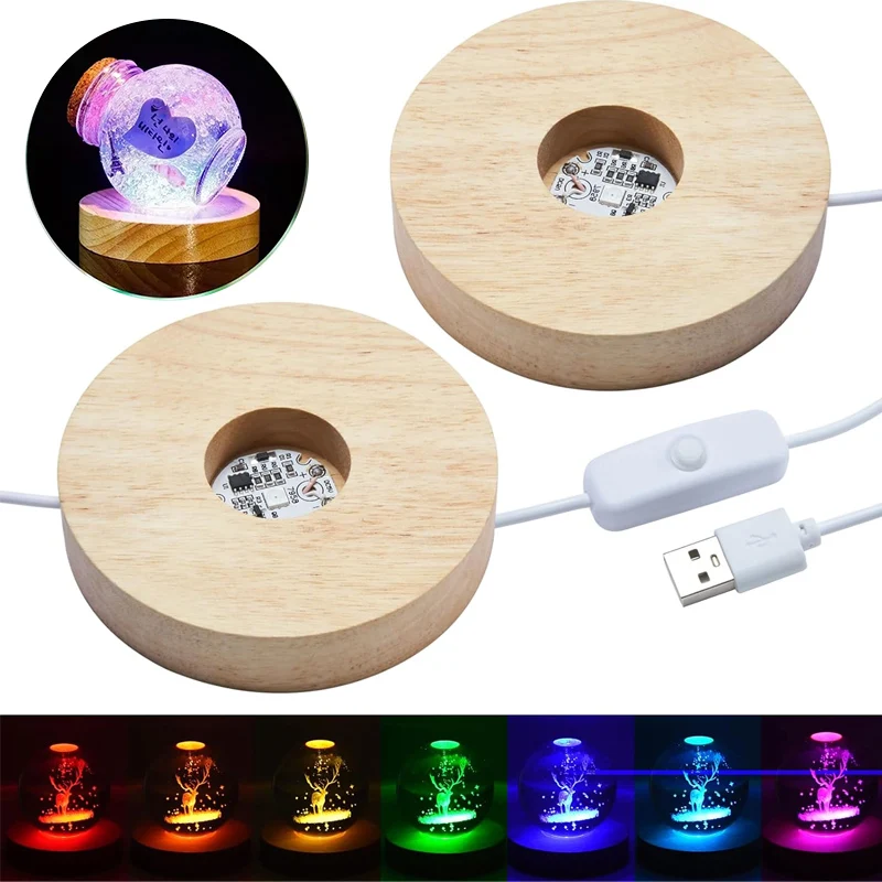 Natural Stone Orgonite Pyramid Crystal Wood Light Base Remote Control ...