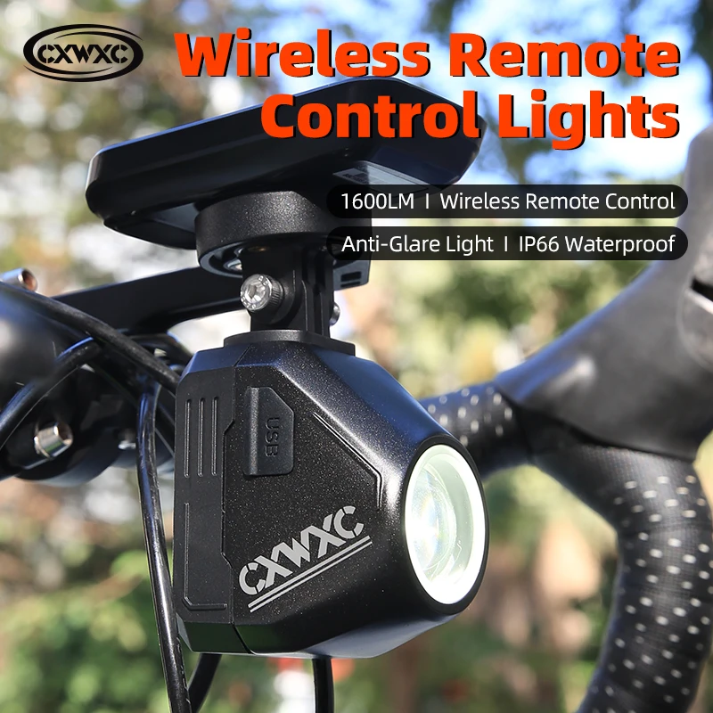 CXWXC Hoisting Bike Front Light 1600 Lumens Wireless Remote Control ...
