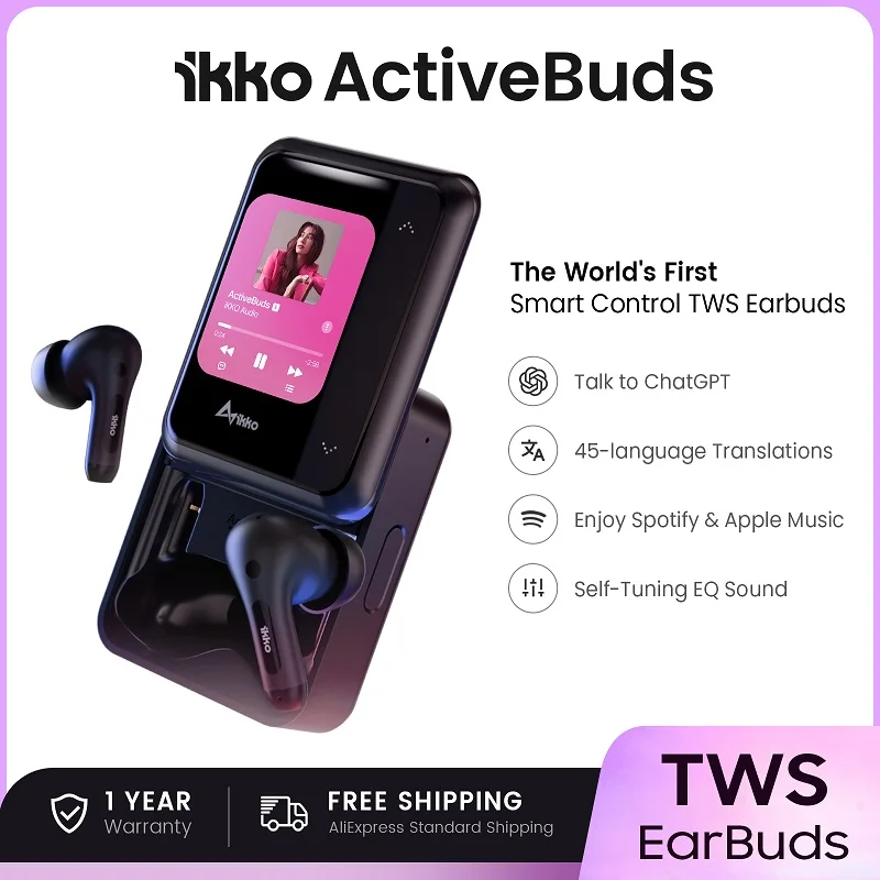 iKKO-World-s-First-AI-TWS-Earbuds-with-Smart-System-Touchscreen-ActiveBuds-Bluetooth-Earphones ...