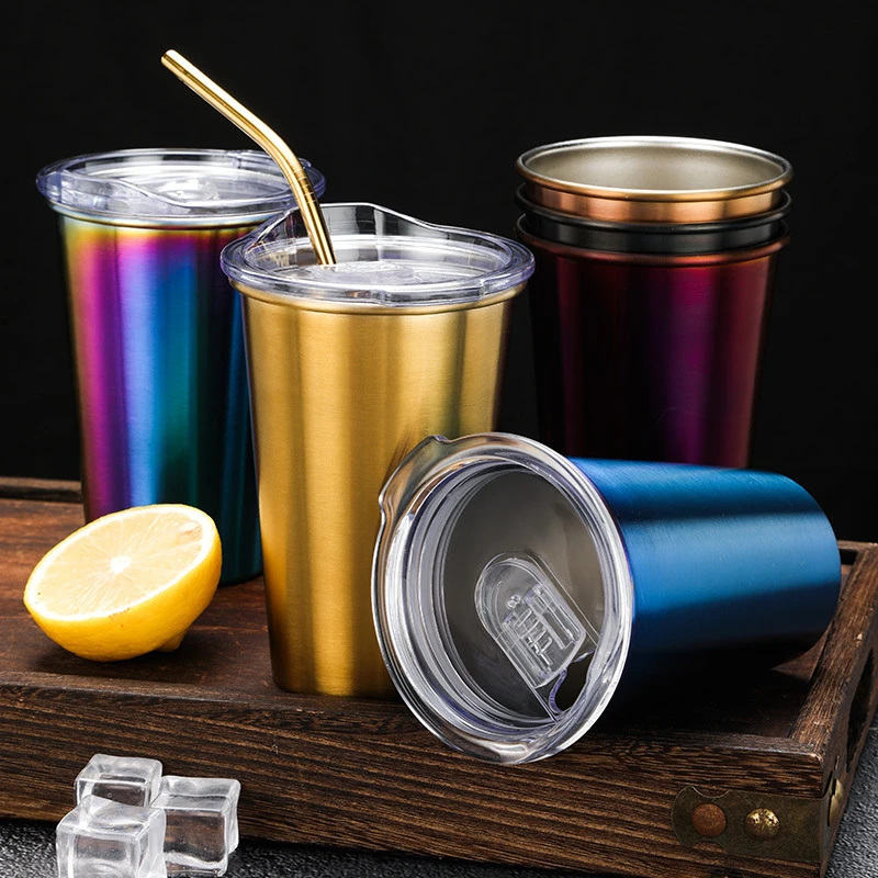 Stainless-Steel-Metal-Beer-Mug-with-Lid-Portable-Tea-Coffee-Travel ...