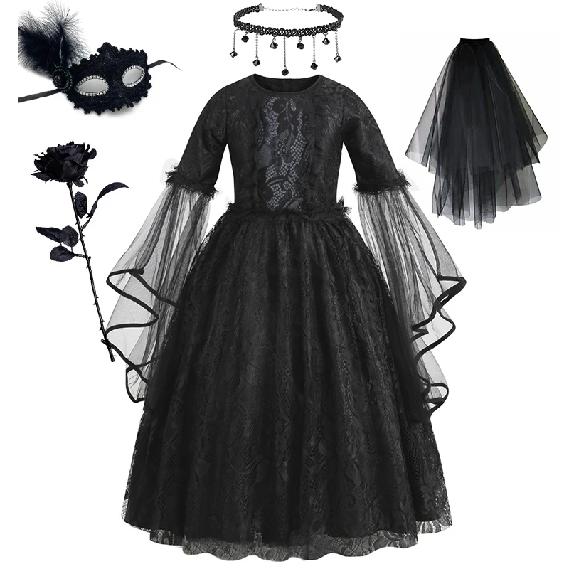 Children-Halloween-Ghost-Bride-Cosplay-Costume-Kids-Black-Gothic ...