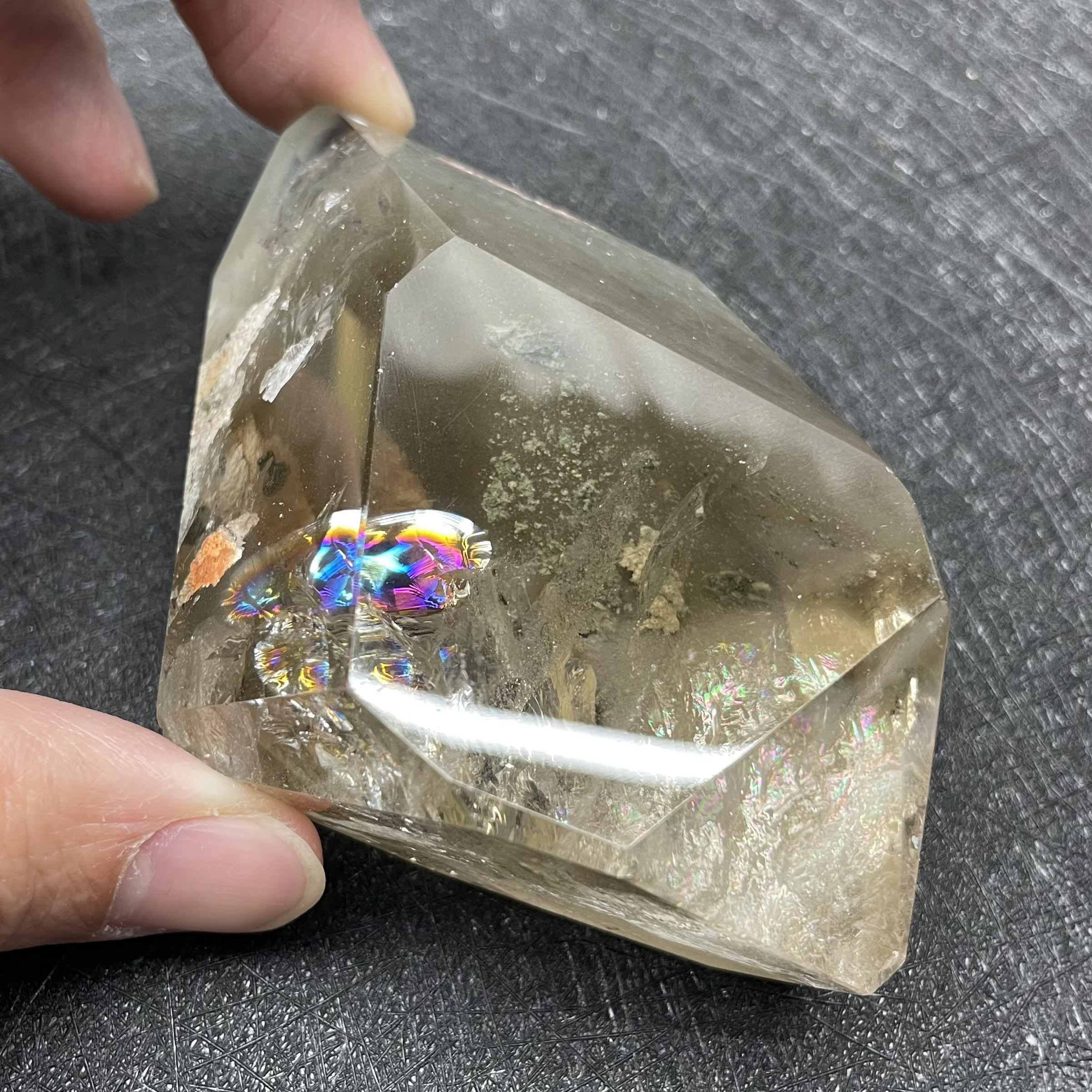 222g-Natural-Crystal-Green-Phantom-Rainbow-Freeform-Decoration-Polished ...