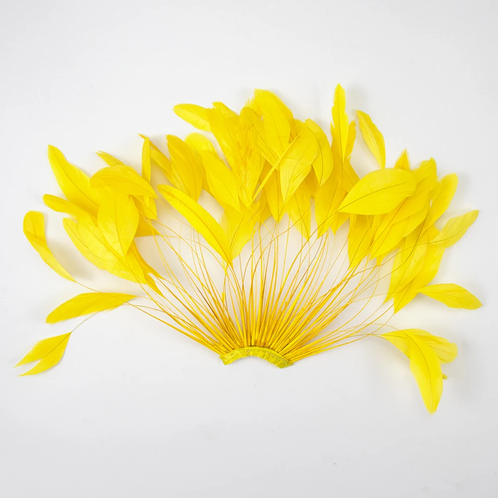 Natural Yellow Colorful Rooster Tail Feathers Hat Trim Applique Coque ...