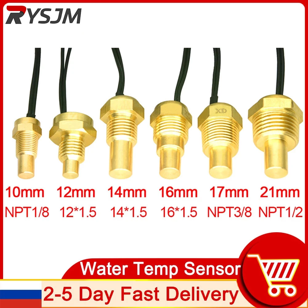 12V/24V Water Temperature Sensor Temp Sender 50K Head Plug 10MM 12MM ...
