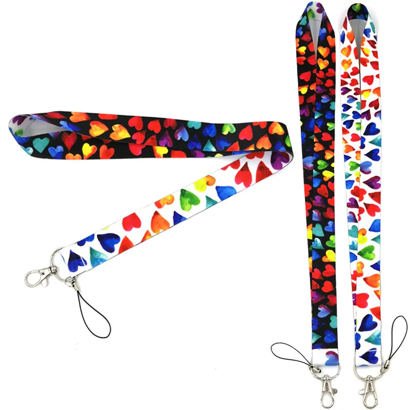 Rainbow color heart simple Neck keychain necklace Anime Cartoon Neck ...