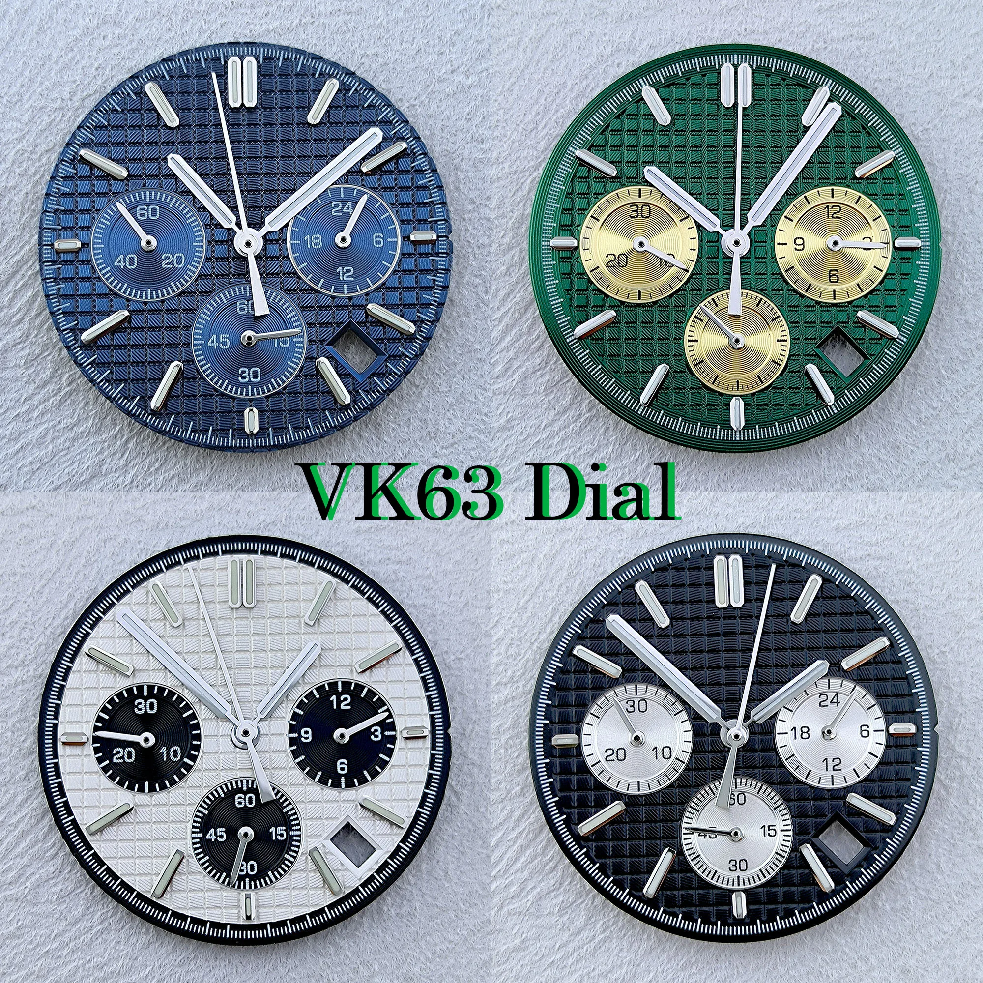 VK63 Dial Men's Watch Dial 31.8mm No Logo Dial Panda Dial Green ...