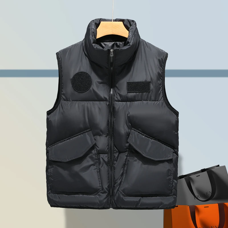 Solid Vest Men Sleeveless Jacket Casual Winter Vest Men Thick Warm ...