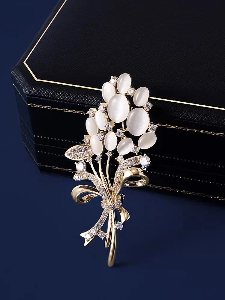 Fashion-Opal-Stone-Flower-Bouquet-Brooch-Pin-Birthday-Gift-Brooches-For ...