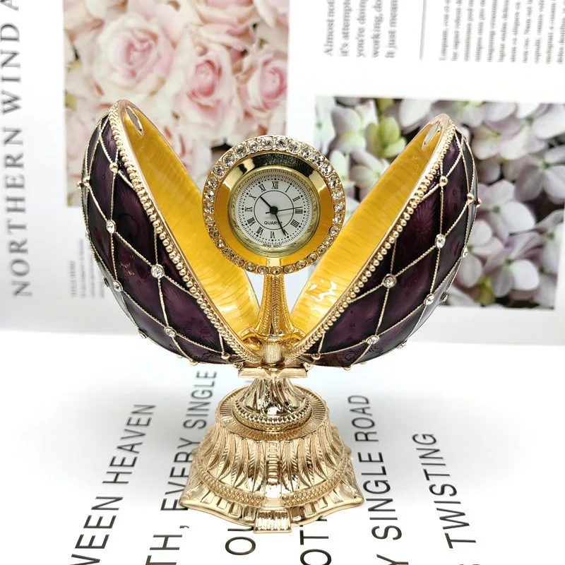 Faberge-Egg-Trinket-Box-Clock-Handmade-Crystals-Egg-Shaped-Hinged ...