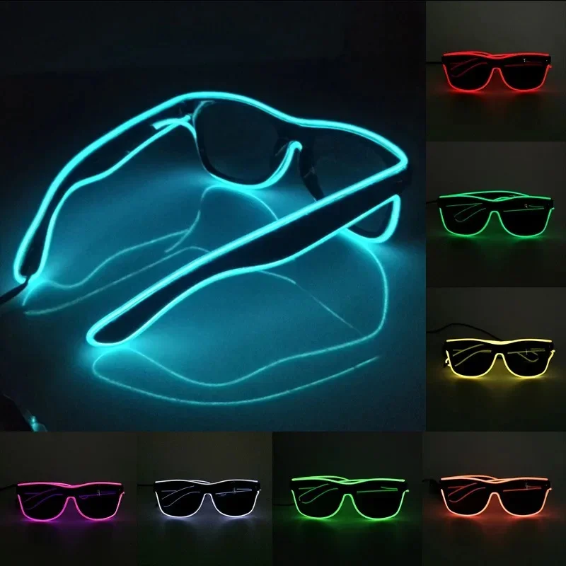 1PC-Flashing-EL-Wire-LED-Light-Up-Party-SunGlasses-Led-Glasses-Luminous ...